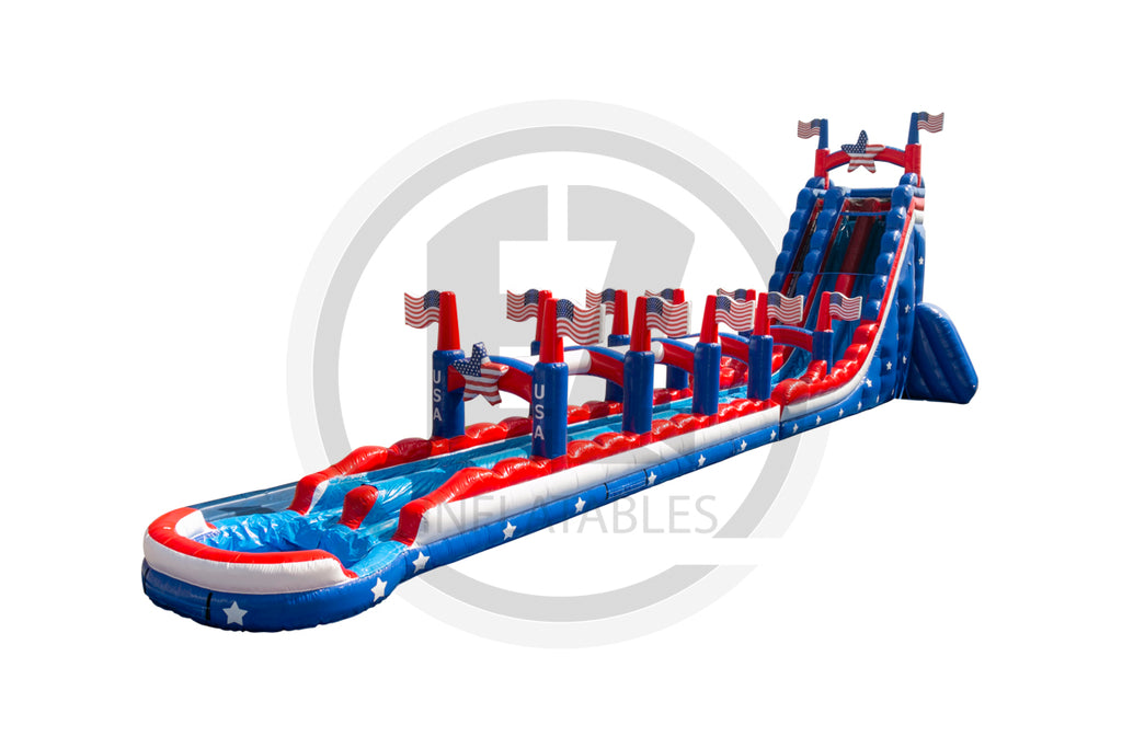 32 Stars & Stripes DL SP Water Slide + Slip & Slide-WS1557-EZ Inflatables
